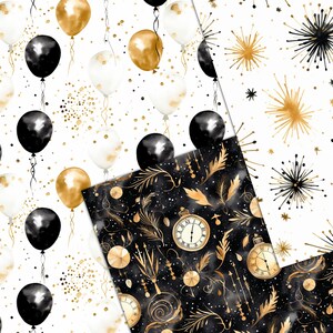 Seamless New Year's Eve Images, Black and Gold Backgrounds, Scrapbook ...