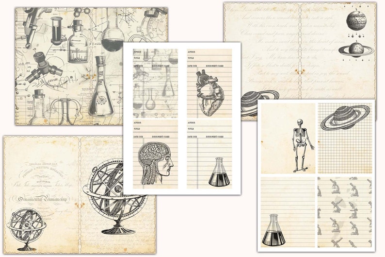 Vintage Science Junk Journal Kit: Printable Ephemera (digital Download ...