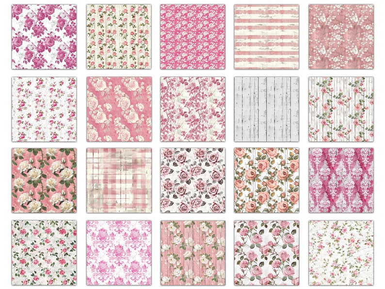 Pink Farmhouse Roses: Seamless Vintage Scrapbook Paper (digital ...