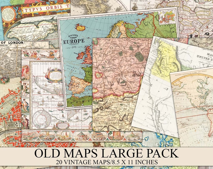 Antique Maps Digital Paper, 12x12, Instant Download, Globe Background ...