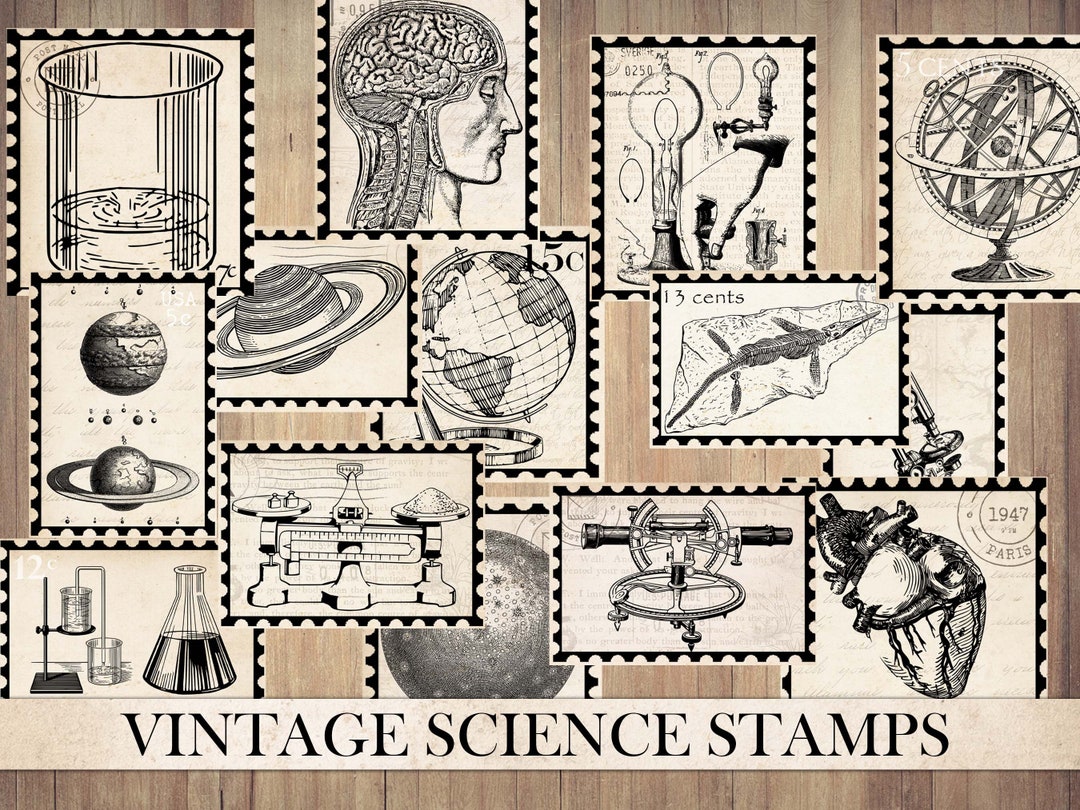 Vintage Science Stamps: Antique Ephemera for Junk Journals (digital ...