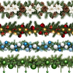 Seamless Christmas Border Clipart, Winter Garland Decoration, Clip Art ...