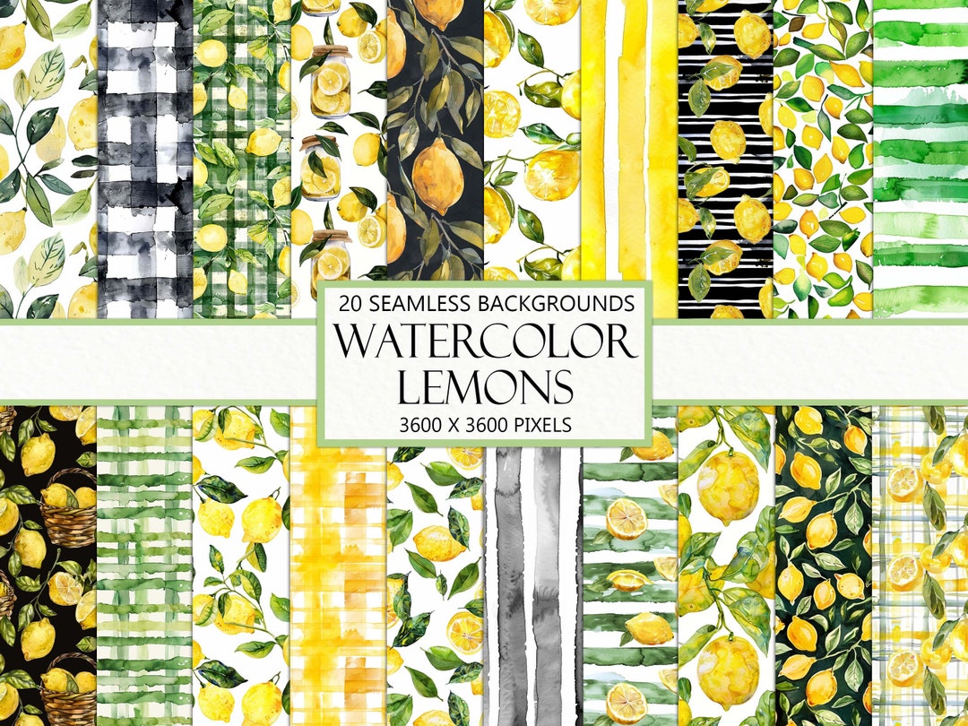 Seamless Watercolor Lemon Background Images, Repeating Pattern, Fruit ...