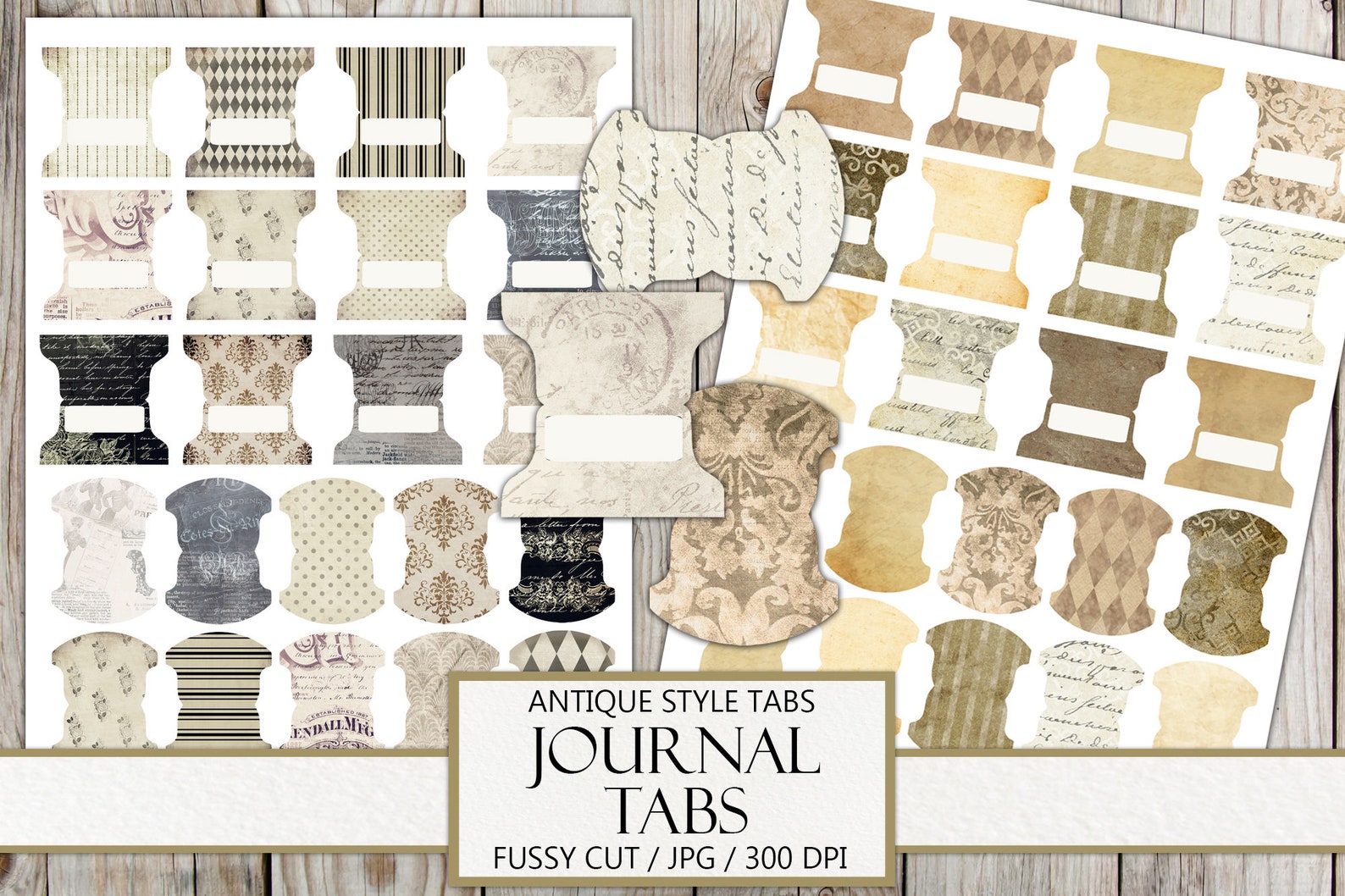 Antique Journal Tabs Vintage Junk Journal Supply Distressed - Etsy