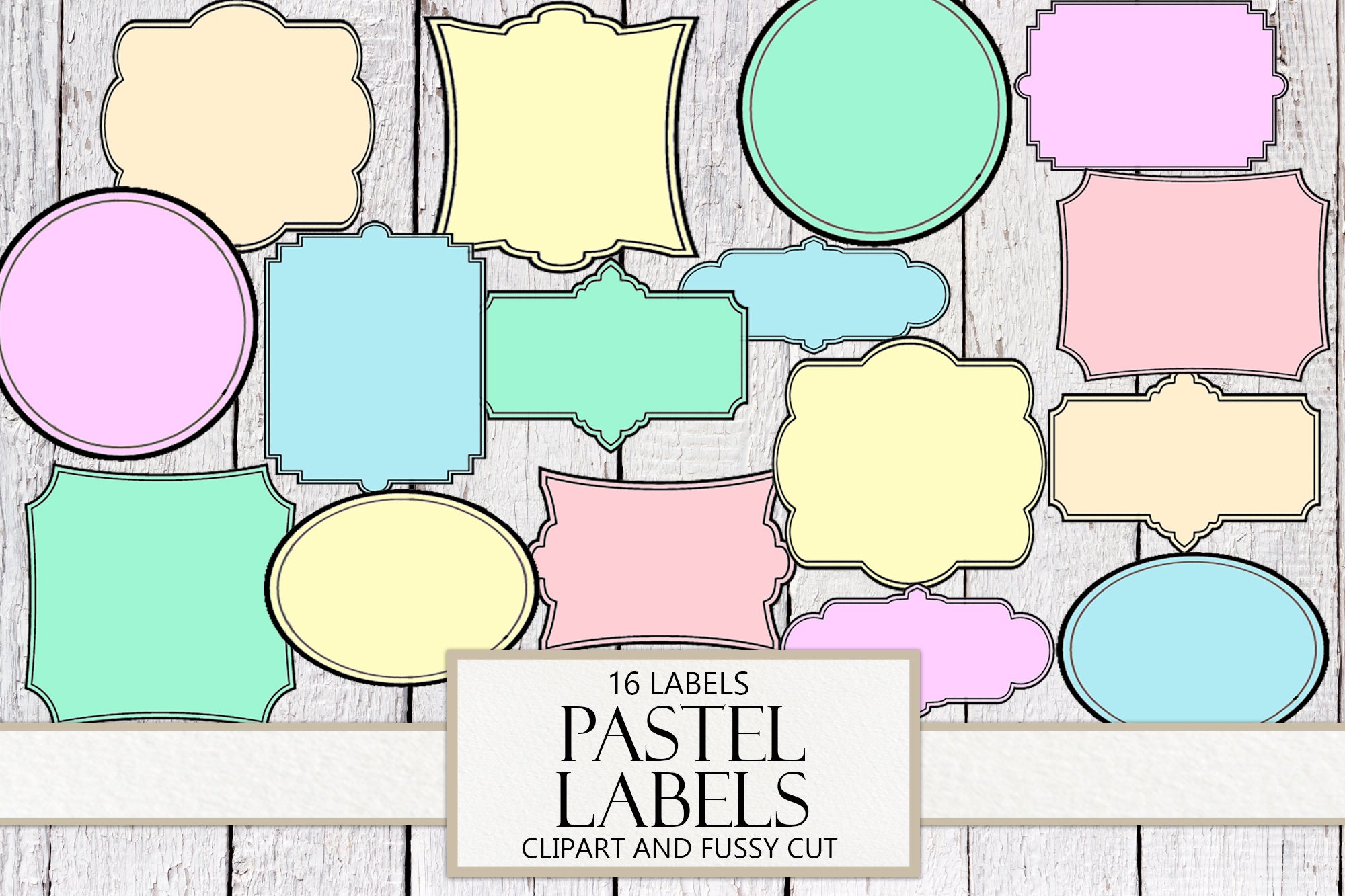 Pastel Labels Clipart Fussy Cut Organizing Label Junk - Etsy