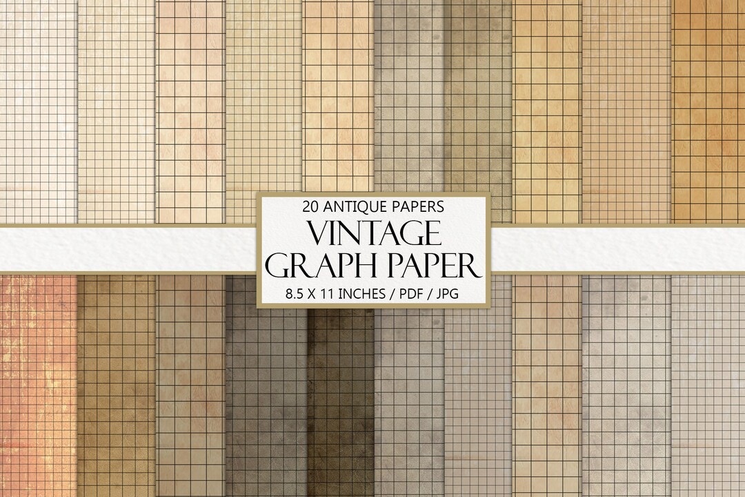 Vintage Graph Paper: 20 Beige & Gray Scrapbook Pages (digital Download ...