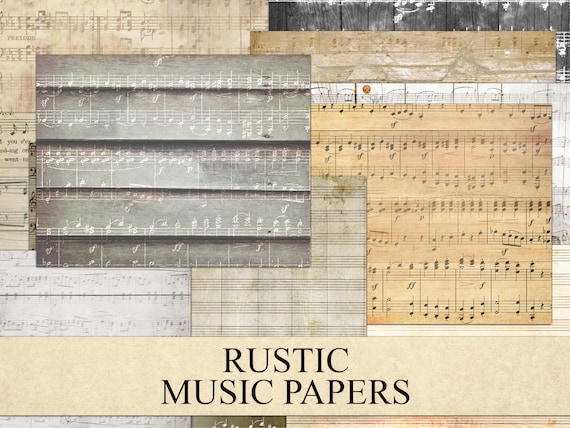 Rustic Music Papers Digital Scrapbook Wood Page Junk - Etsy