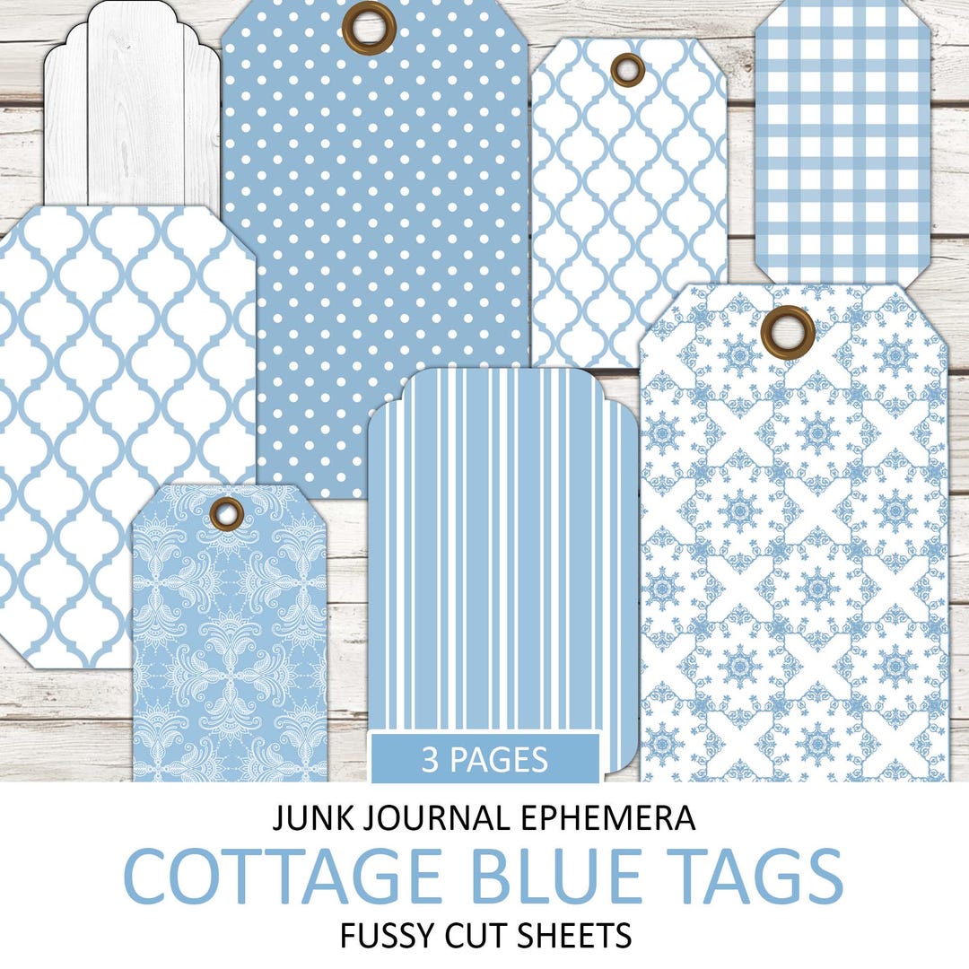 Vintage Blue Cottage Tags, Junk Journal Ephemera (instant Download) - Etsy