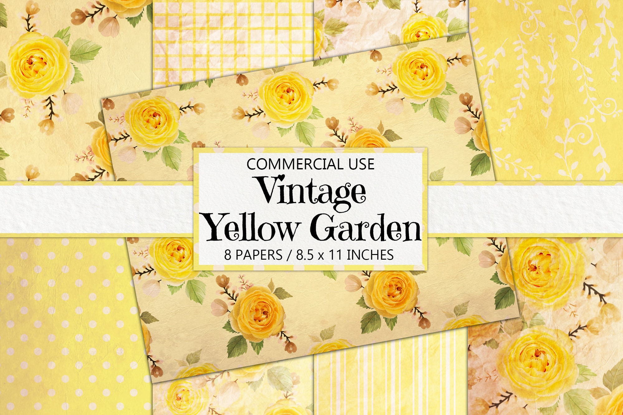 Digital Yellow Garden Junk Journal Paper Distressed Pages - Etsy