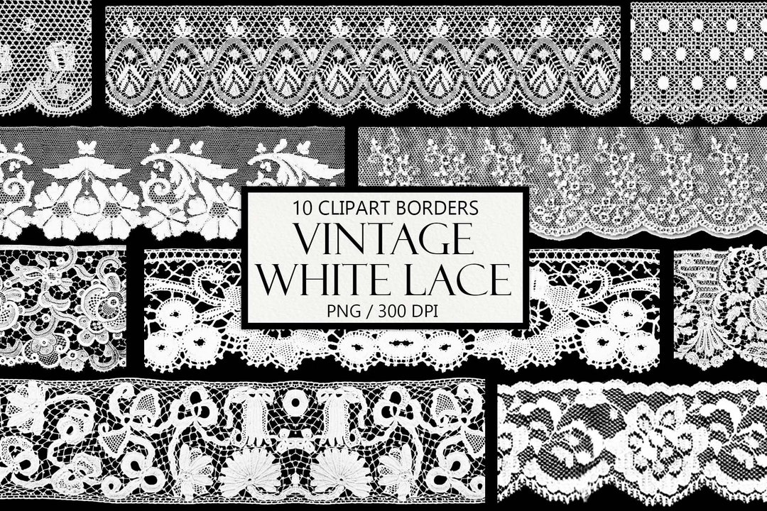 Vintage White Lace Borders Clipart: Scrapbook Embellishments (digital ...