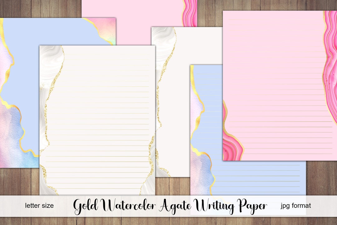 Printable Writing Paper, Watercolor Agate, Wedding Paper, Pretty Lines ...