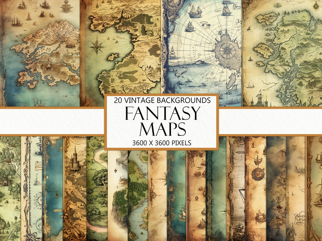 Vintage Background Fantasy Maps, Old-fashioned, Scrapbook Papers ...