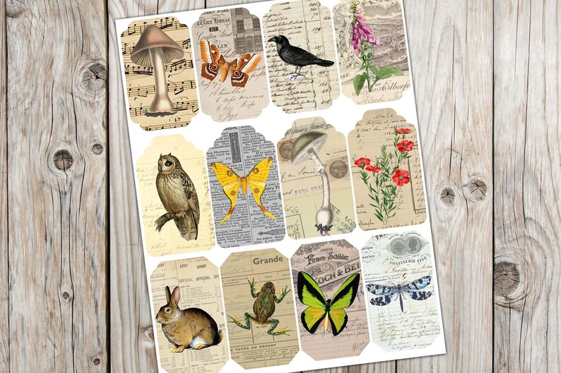 Vintage Nature Tags Forest Ephemera Antique Print Journal - Etsy