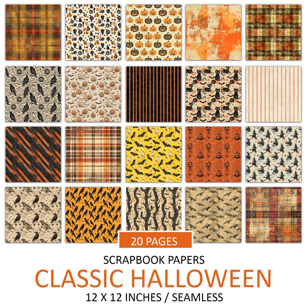 Halloween Scrapbook Paper: 20 Seamless Fall Patterns (PDF Download) - Etsy