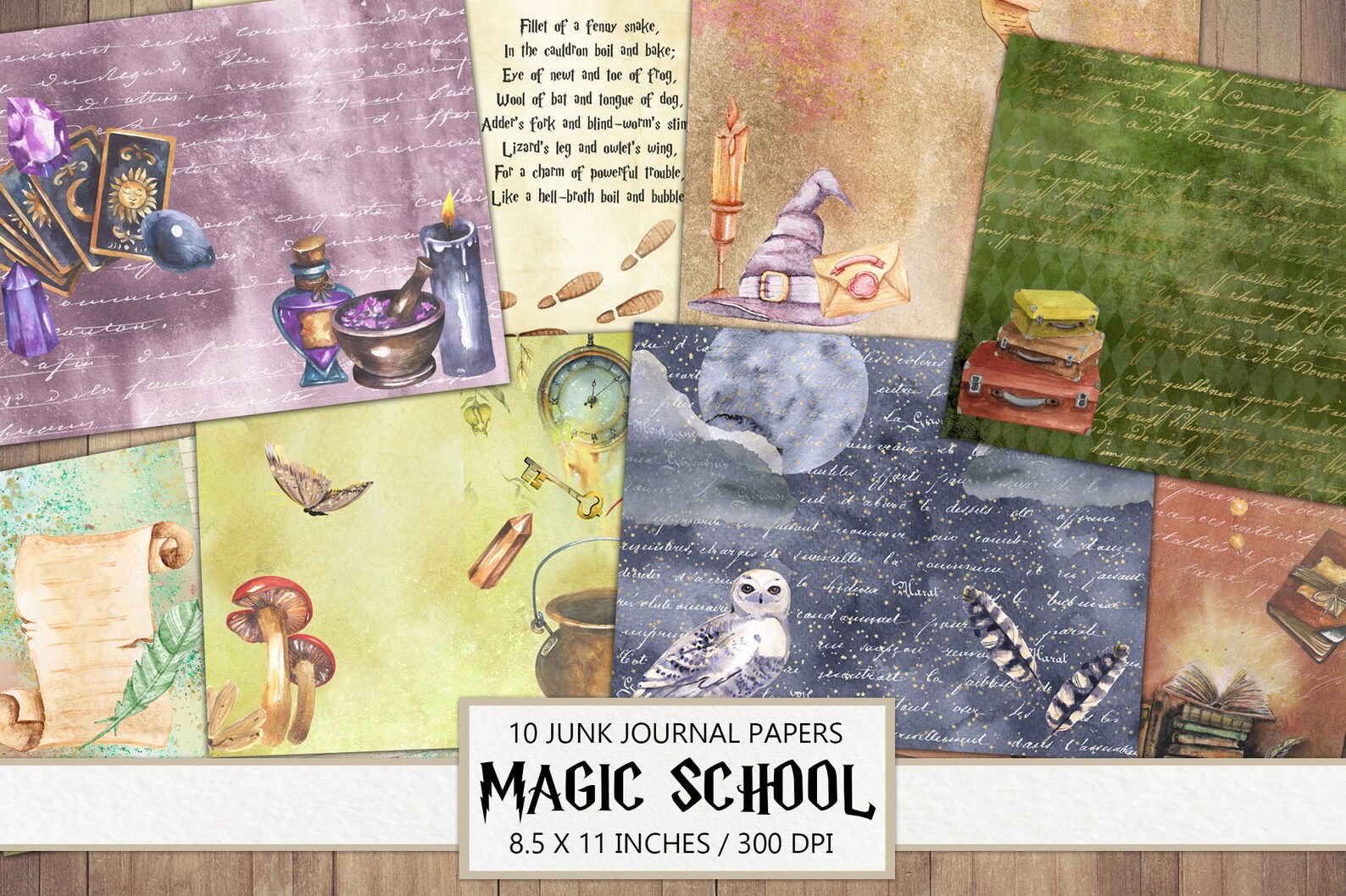 Magic School Junk Journal Paper Printable Magical Images - Etsy