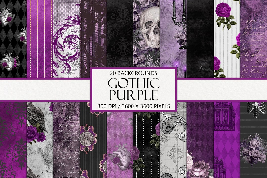 Purple Goth, Gothic Background, Scrapbook, Junk Journal Paper ...