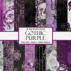 Purple Gothic Digital Paper: Vintage Skulls & Roses (download) - Etsy