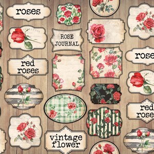 Vintage Red Roses Labels: Junk Journal Ephemera (digital Download) - Etsy