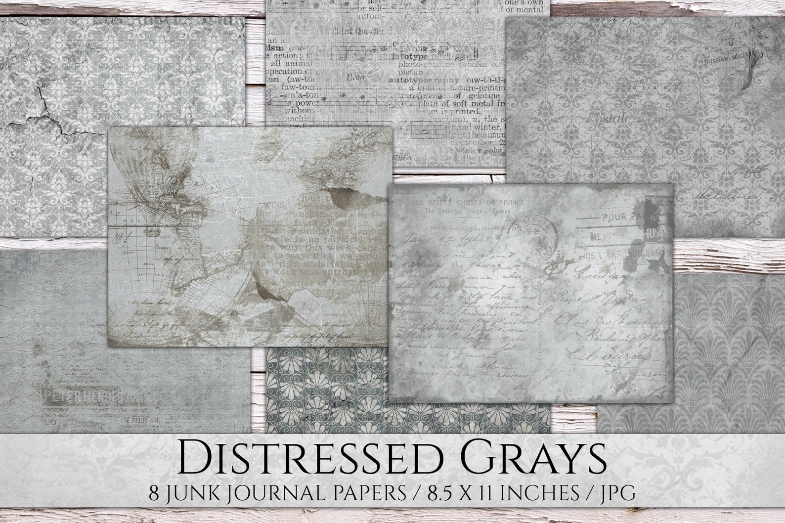 Digital Gray Journal Paper Distressed Pages Vintage Gray - Etsy
