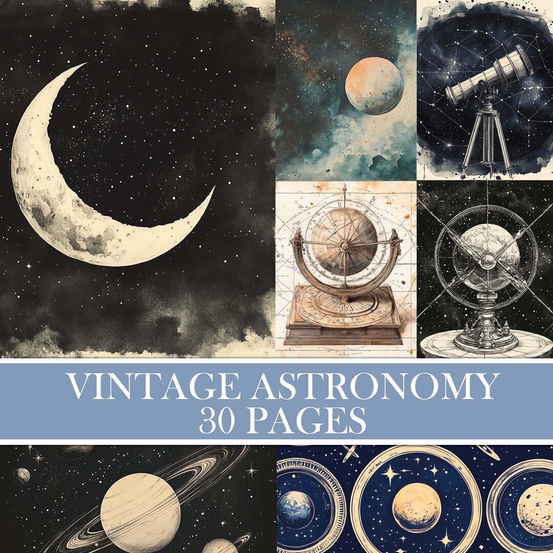 Vintage Celestial Ephemera: Astronomy Junk Journal Paper (digital ...