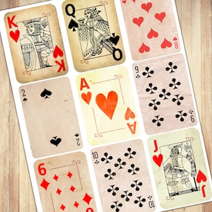 Printable Vintage Style Playing Cards, Old Clipart, Scrapbook ...