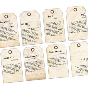 Fall Dictionary Definition Tags: Vintage Ephemera (digital Download) - Etsy