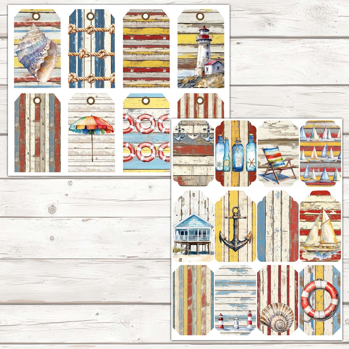 Vintage Beach Tags: Nautical Ephemera, Journal Cards (instant Download ...