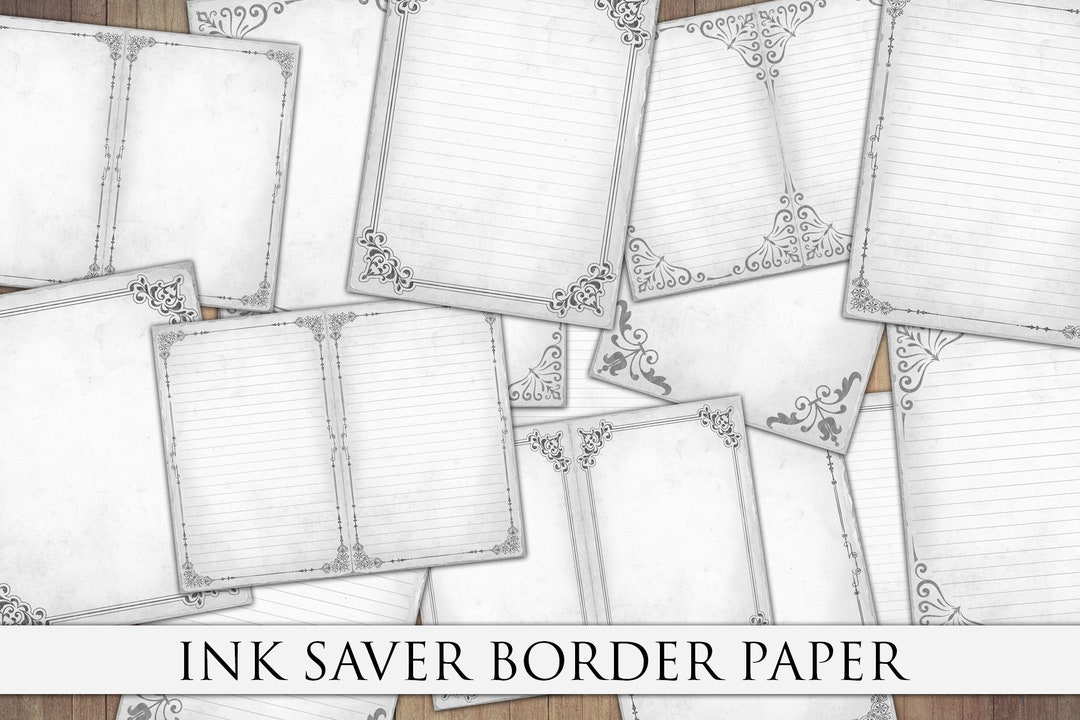 Vintage Border Paper: Ink Saver Junk Journal Pages (digital Download ...
