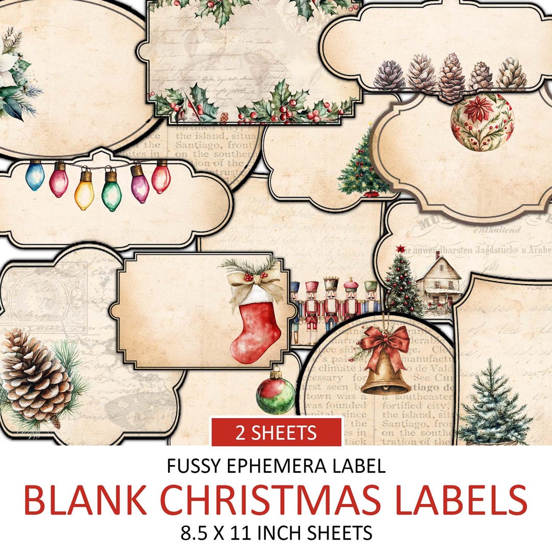 Christmas Labels, Blank Vintage Label, Junk Journal Ephemera, Old ...
