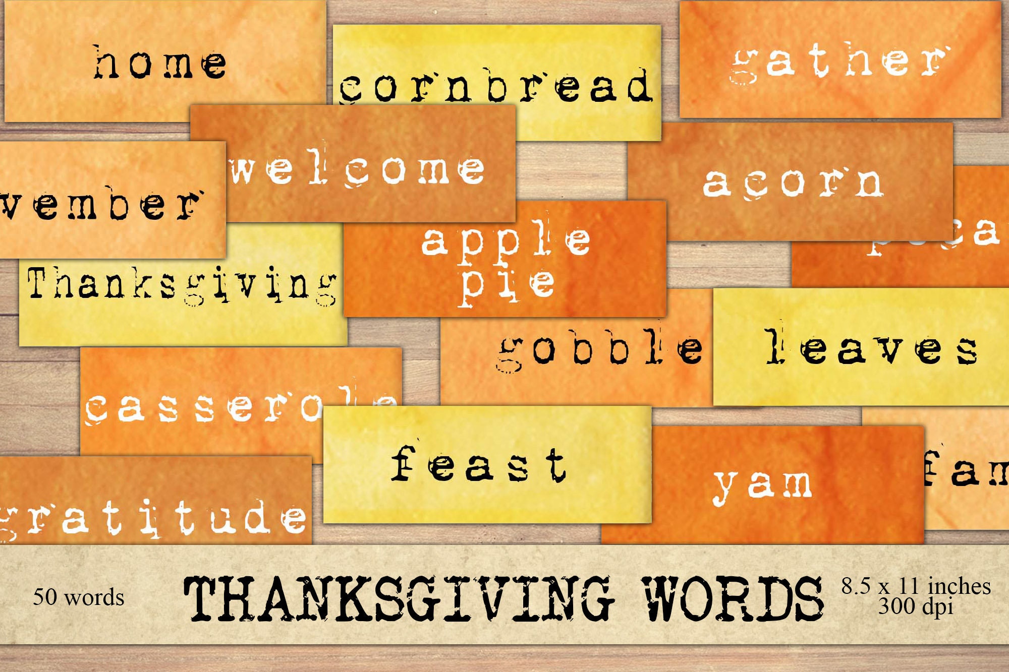 Printable Thanksgiving Word Scraps Junk Journal Grunge | Etsy
