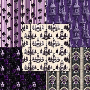 Seamless Purple Goth Images, Roses and Ravens, Gothic Scrapbook Papers ...