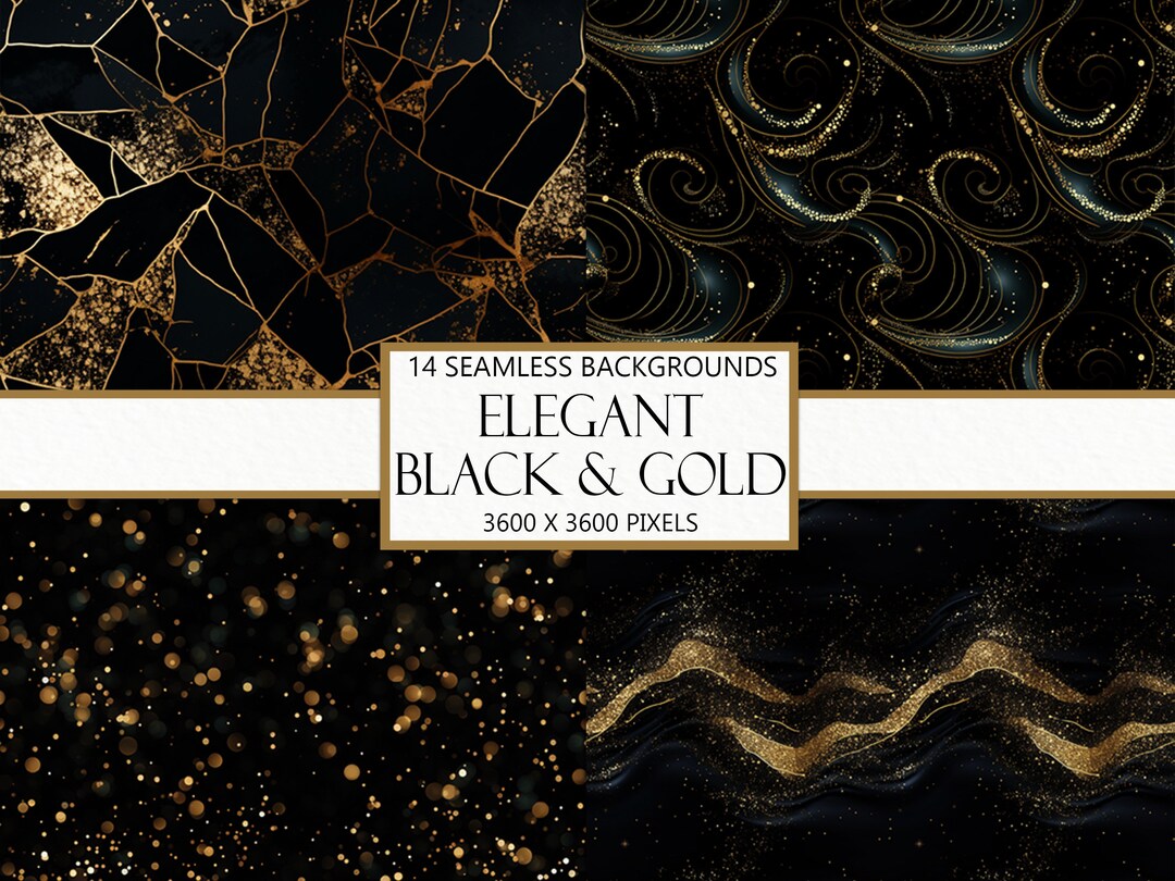 Seamless Black and Gold Images, Elegant Background Textures, Scrapbook ...