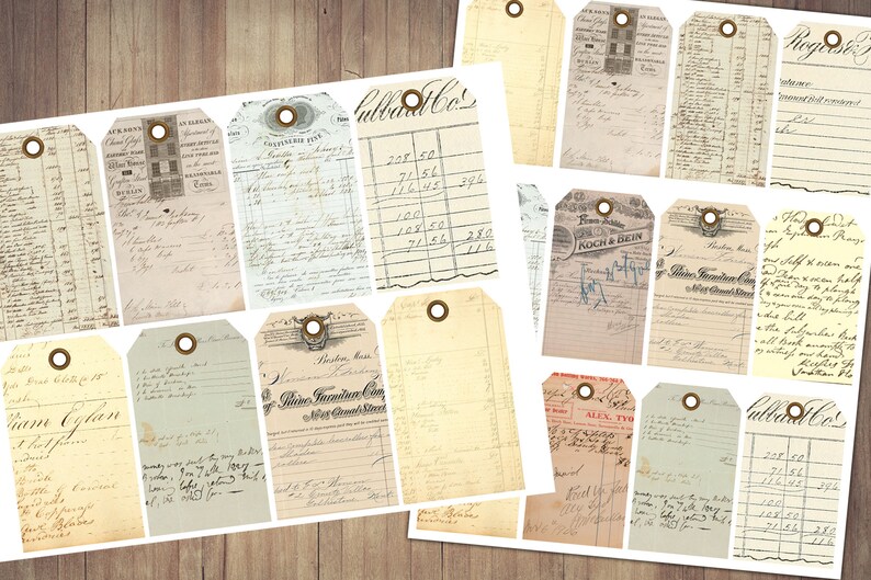 Vintage Invoice Tags Antique Receipts Journal Cards Labels - Etsy