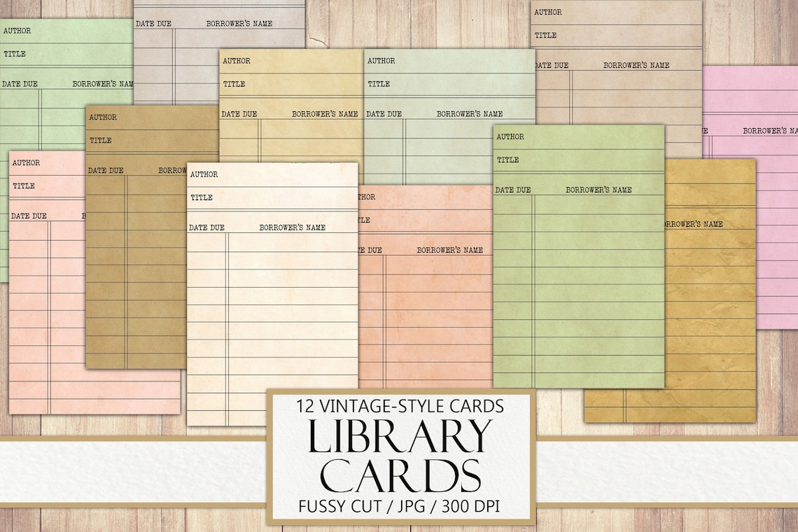 Vintage Library Cards Old Cards Junk Journal Embellishment - Etsy