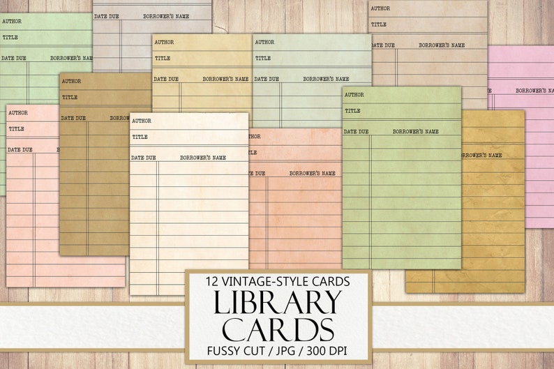 Vintage Library Cards: Junk Journal Ephemera (instant Digital Download ...