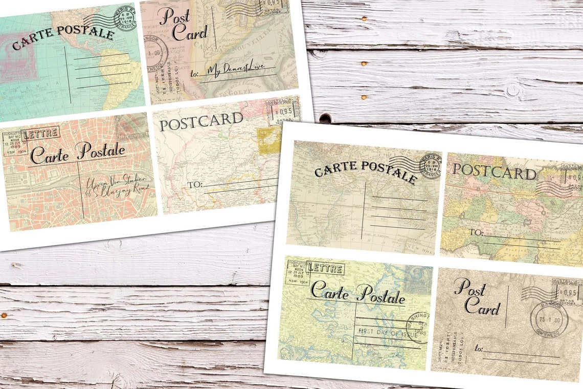 Vintage Maps Postcards Travel Printable Junk Journal - Etsy
