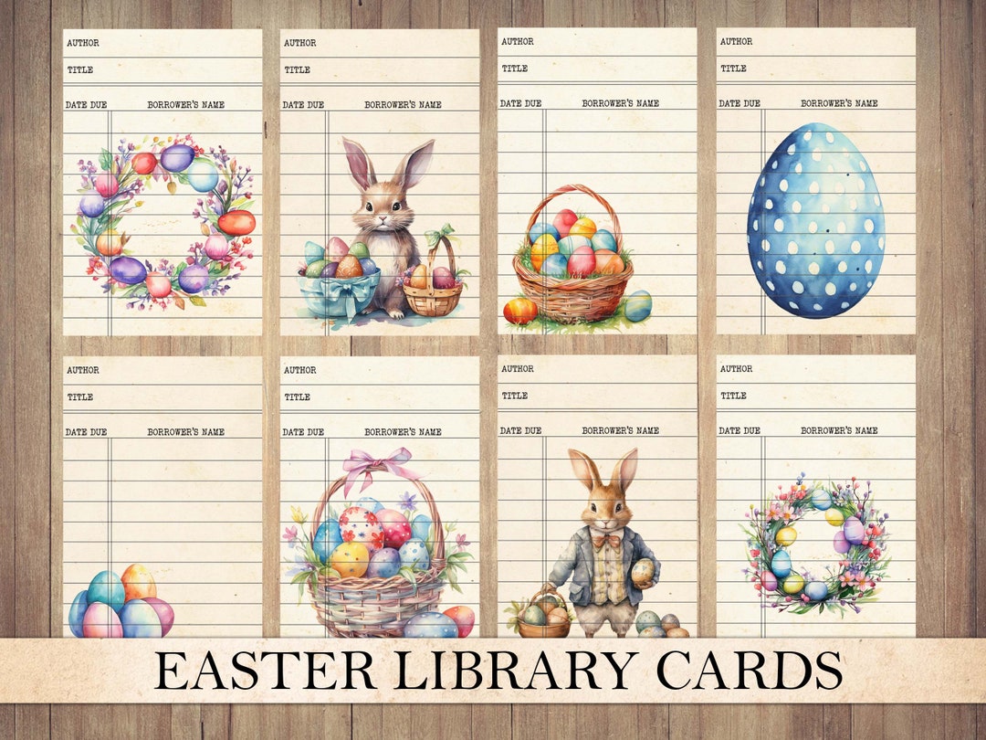 Printable Vintage Easter Library Cards, Fussy Cut, Ephemera Pack, Junk ...
