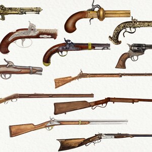 Vintage Guns Clipart, Old Images, Victorian Guns, Authentic ...