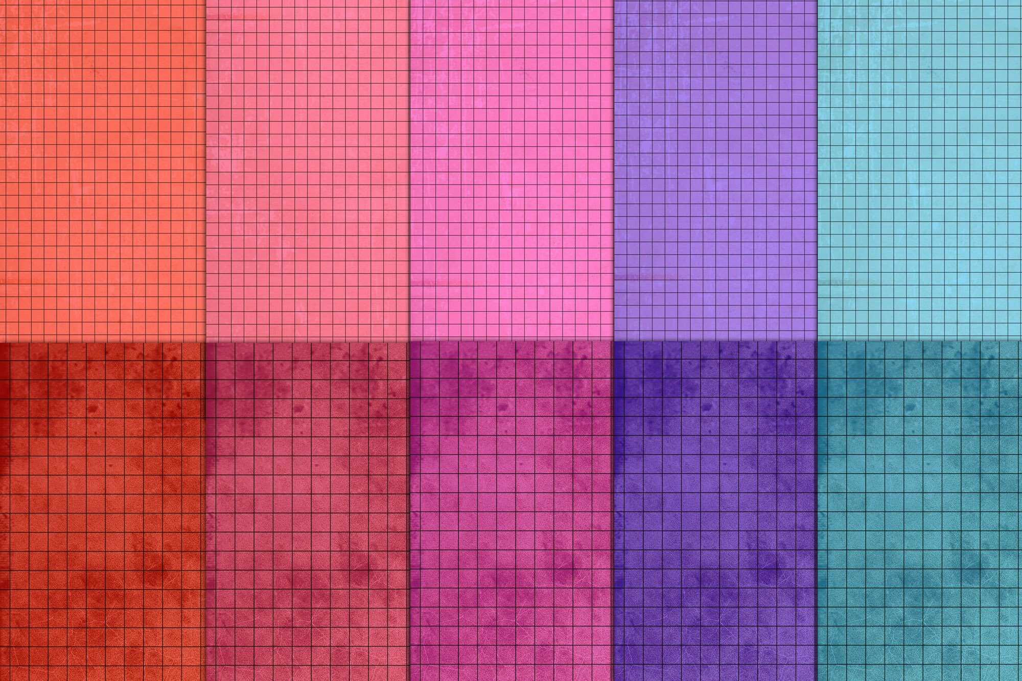 Vintage Graph Paper: 20 Colorful Junk Journal Backgrounds (digital ...