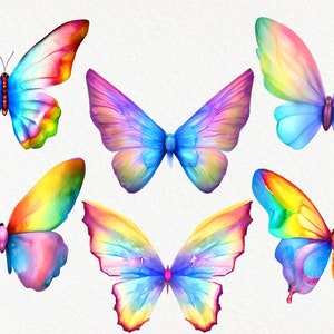 Watercolor Rainbow Butterflies Clipart Pack, Butterfly PNG, Clip Art ...