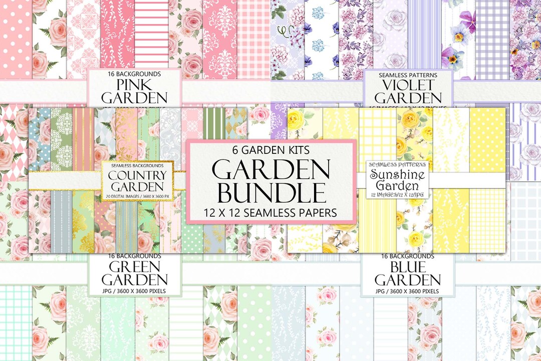 Floral Garden Paper Bundle: Seamless Scrapbook Pages (digital Download ...