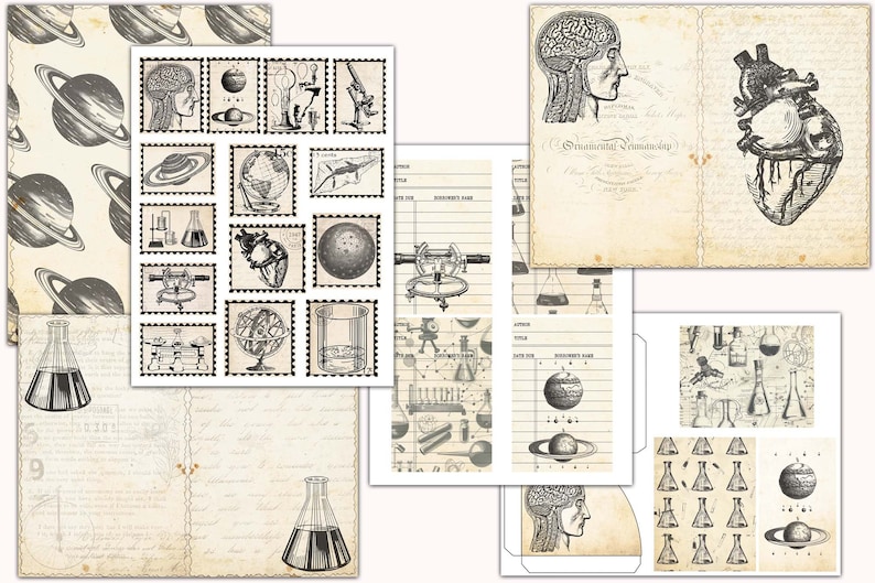 Vintage Science Junk Journal Kit: Printable Ephemera (digital Download ...