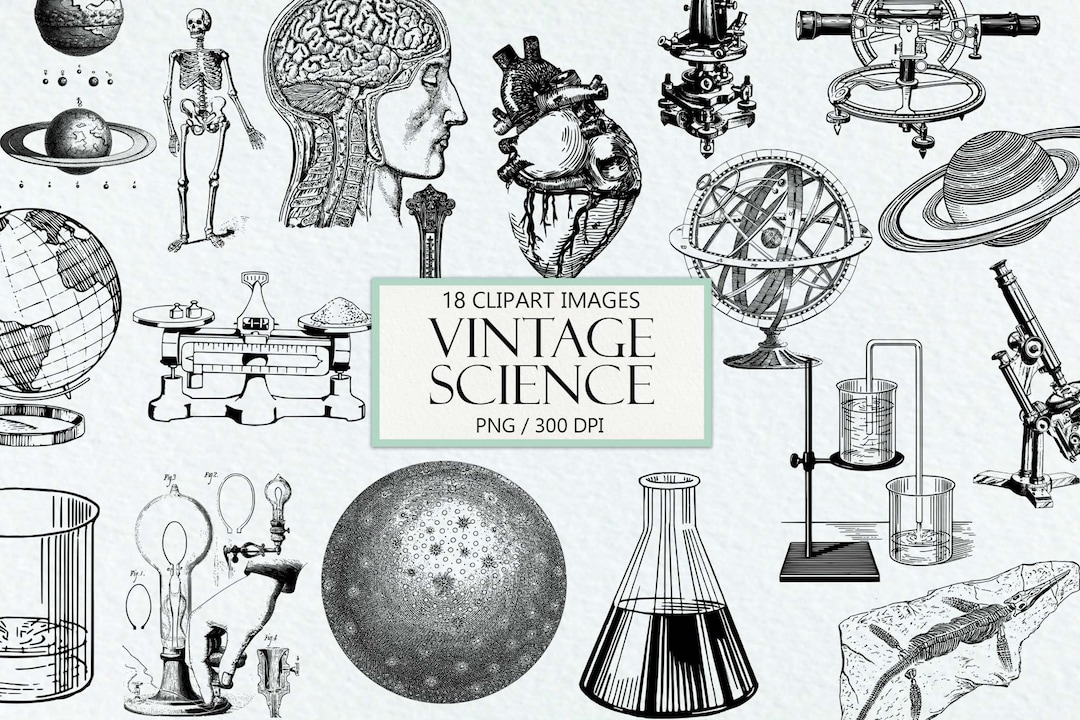 Vintage Science Clipart, Chemistry, Biology Images, Authentic ...