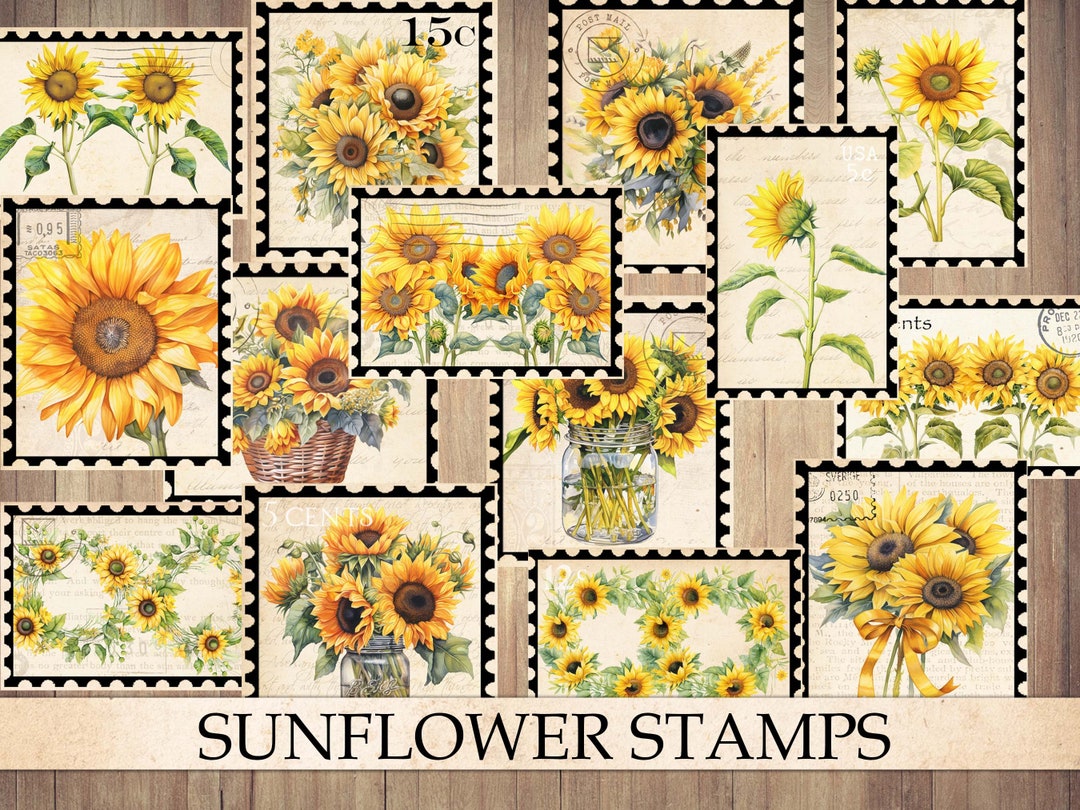 Vintage Sunflower Stamps: Junk Journal Ephemera (digital Download) - Etsy