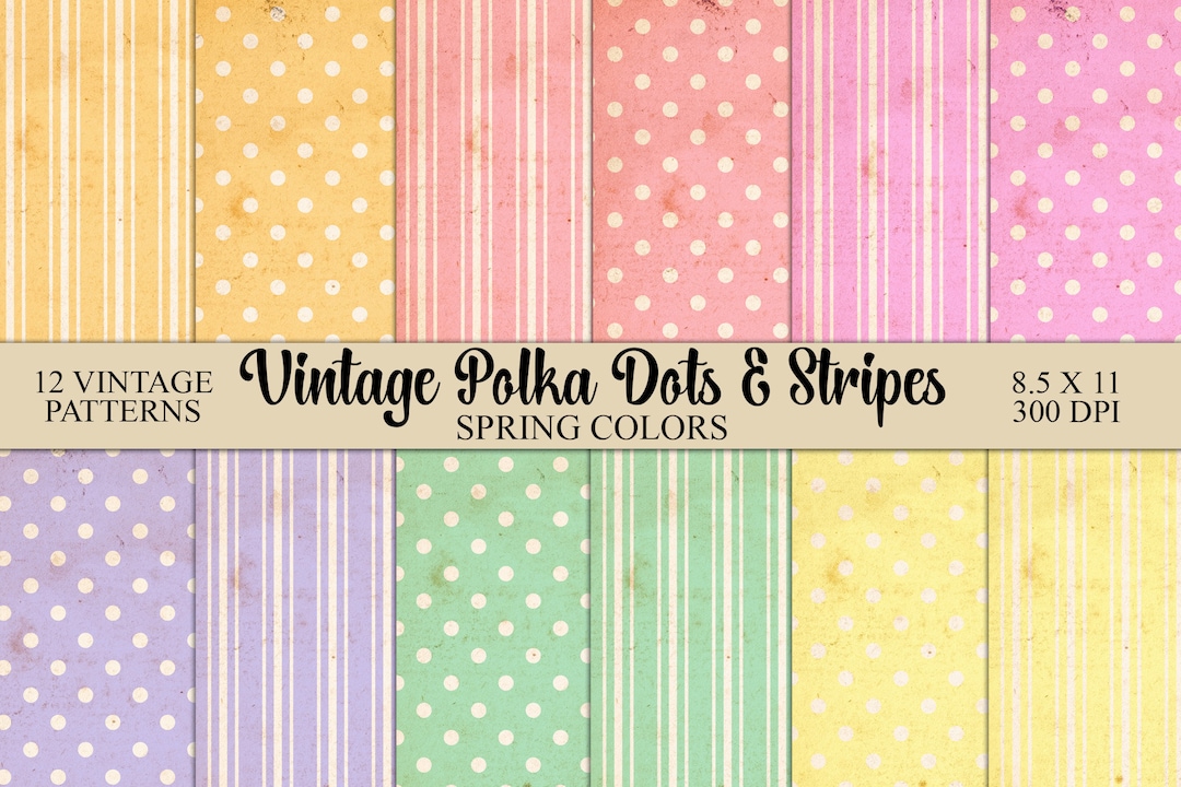 Digital Vintage Junk Journal Paper, Spring Colors, Ticking Stripes ...