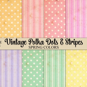 Digital Vintage Junk Journal Paper, Spring Colors, Ticking Stripes ...