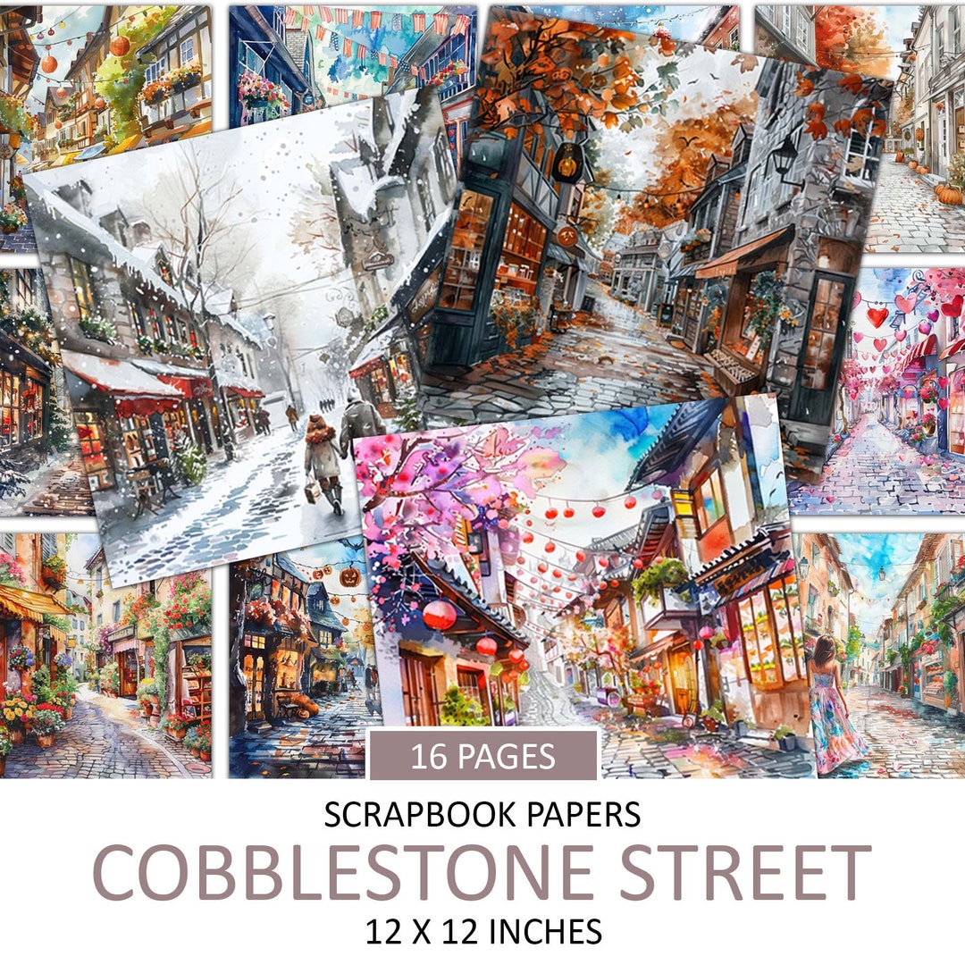 Cobblestone Streets Background Images, Street View Scrapbook Papers ...