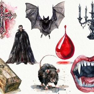 Watercolor Vampire Clipart, Classic Dracula Sublimation, Undead Images ...