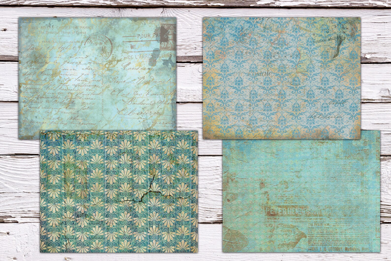Digital Blue Journal Paper Distressed Pages Vintage Blue - Etsy