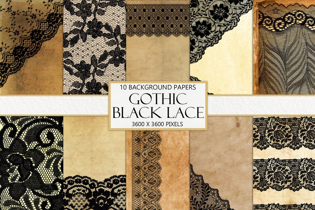 Gothic Black Lace Background Paper, Vintage Grunge Goth, Antique ...
